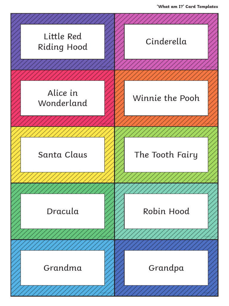 What Am I Game Cards - Colour | PDF | Winnie The Pooh