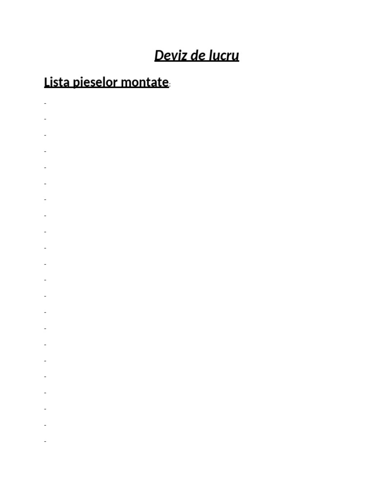 Deviz de Lucru Formular | PDF