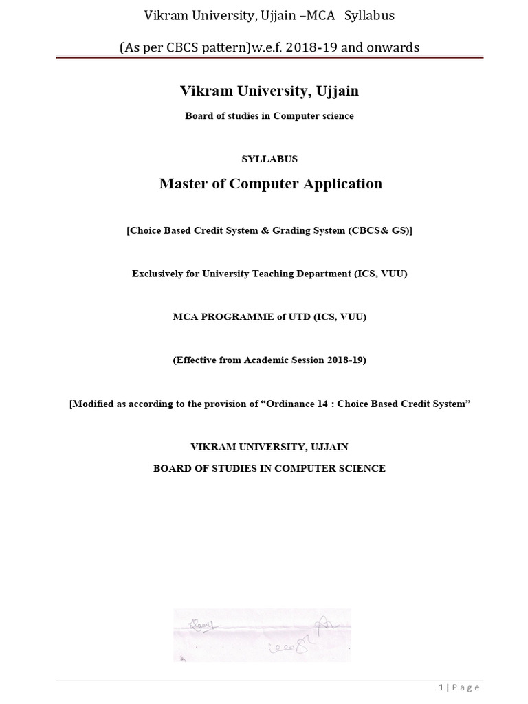 Vikram University, Ujjain: (Modified As According To The Provision of "Ordinance 14 Em" | PDF ...