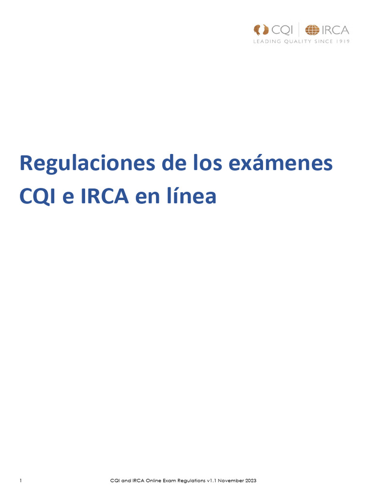 Regulaciones Exámenes Online CQI e IRCA | PDF