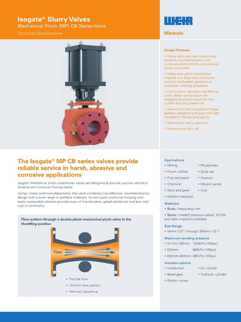 Isogate MP CB Series Valves Spec Sheet - 2024 | PDF | Mechanical ...