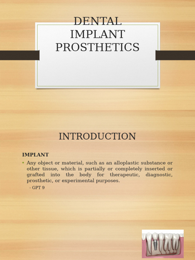 Dental Implant Prosthetics | PDF | Dental Implant | Surgery