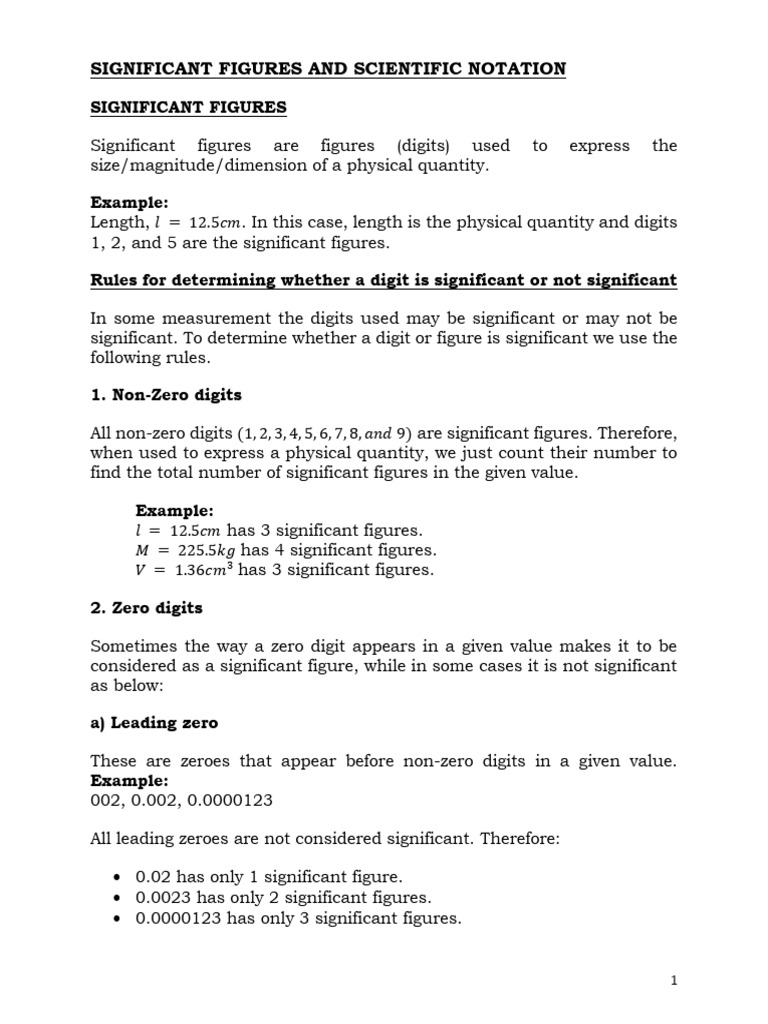 Significant Fig - Scientific Notattion | PDF | Significant Figures ...