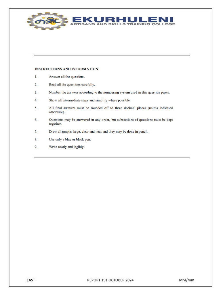 Mathematics N4 Test 1 | PDF