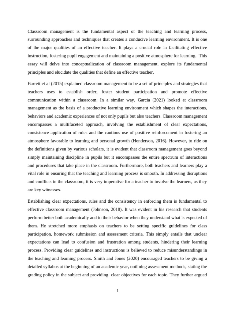 Assignment 1 Class Management | PDF | Teachers | Classroom Management