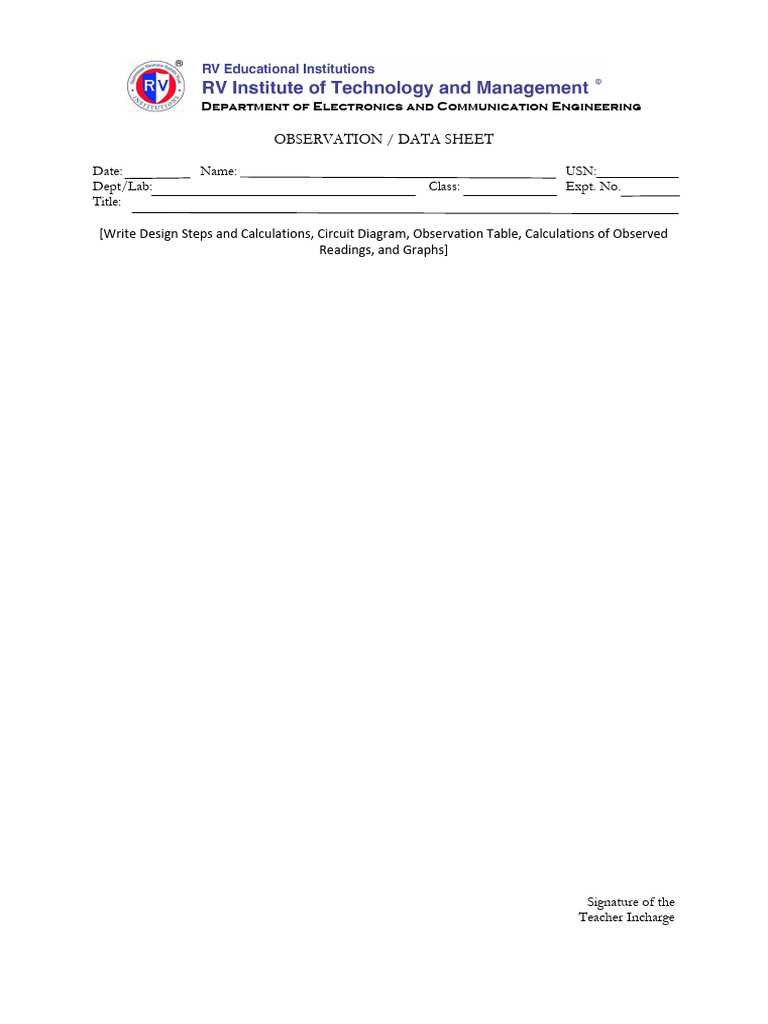 Data Sheet For Circuit or Hardware Lab | PDF