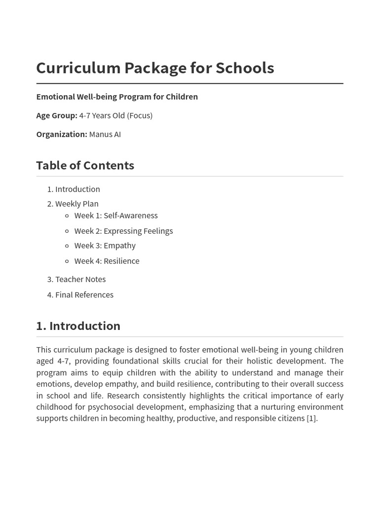 Emotional Well-being Curriculum for Kids | PDF | Emotions ...