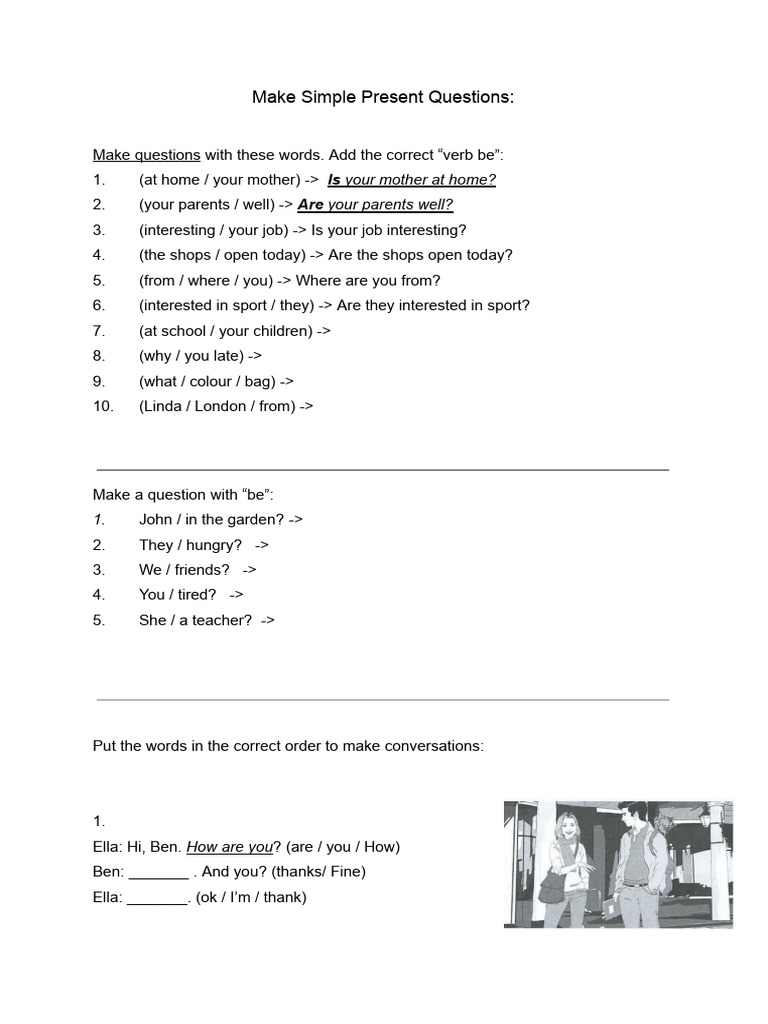 Make Simple Present Questions - Exercises | PDF