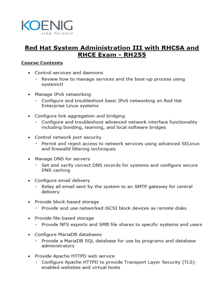 Red Hat System Administrationiii With Rhcsa and Rhce Exam Rh255 | PDF