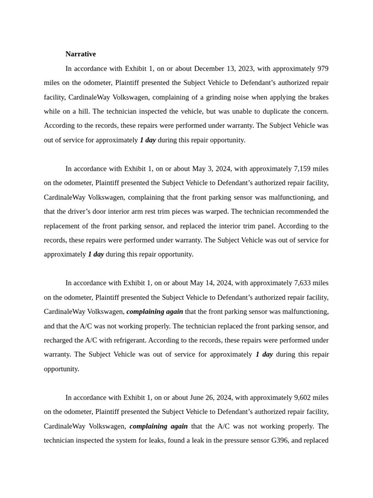 Volkswagen Vehicle Repair History Summary | PDF | Leak | Motor Vehicle