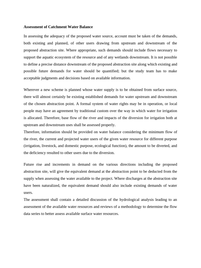 Assessment of Catchment Water Balance | PDF | Dam | Flood