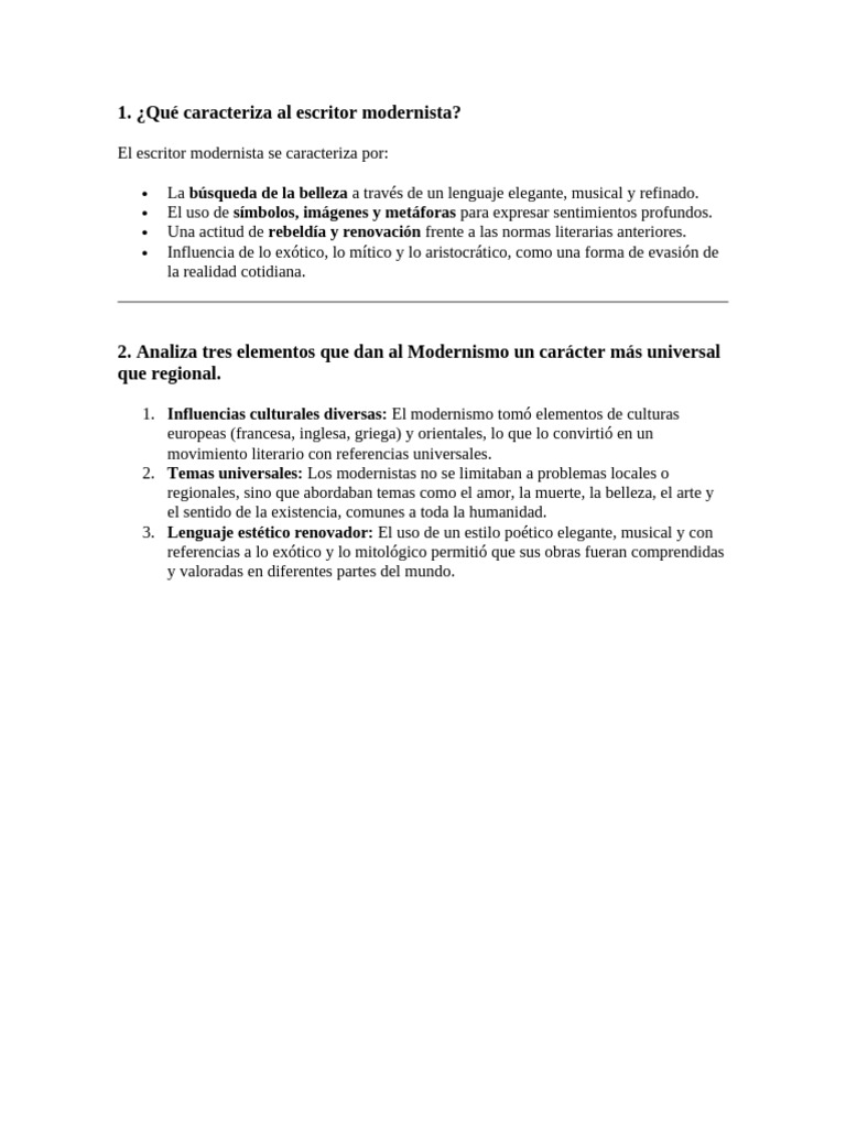 Qué Caracteriza Al Escritor Modernista | PDF