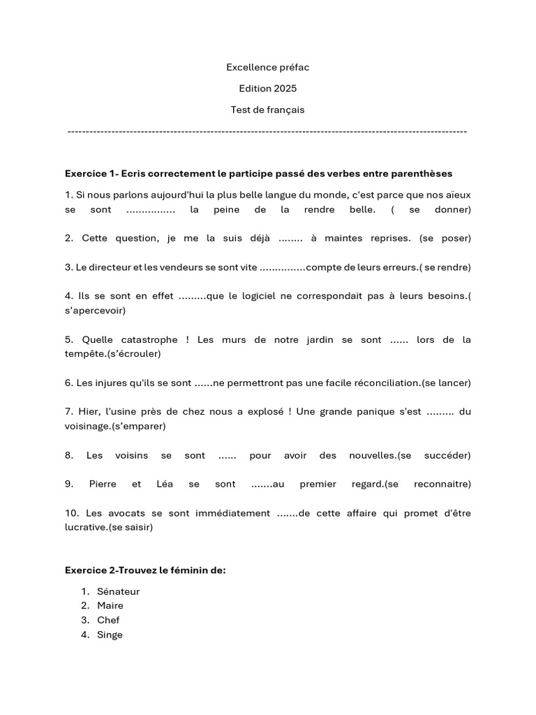 Test de Francais | PDF | Linguistique