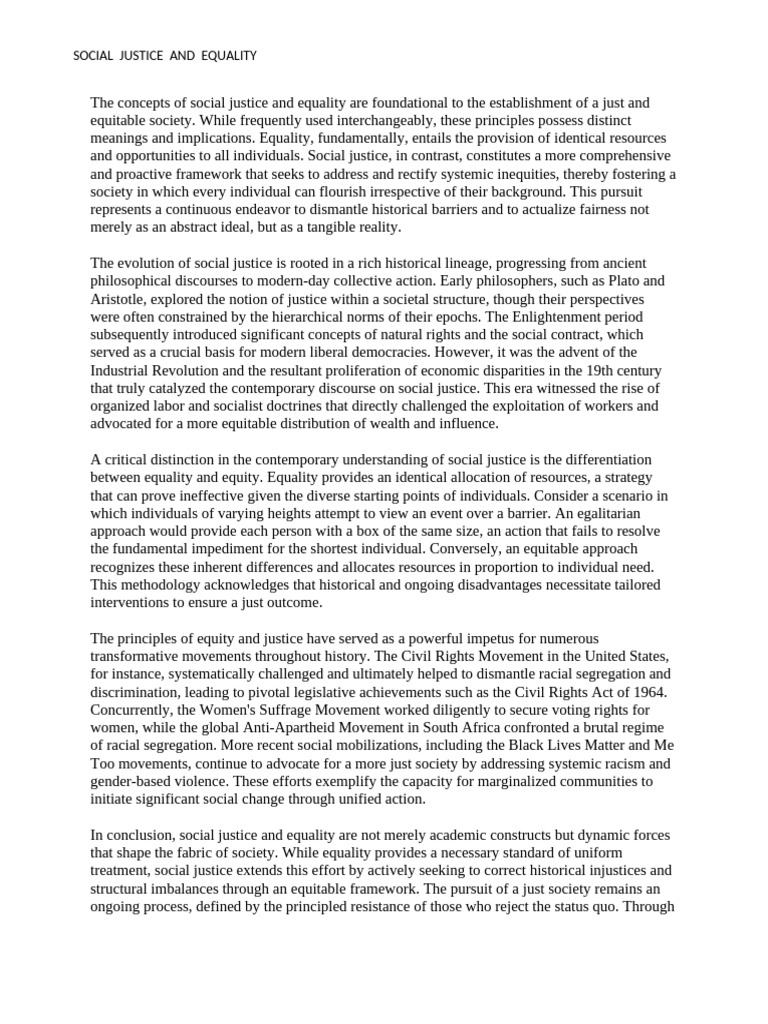 Social Justice vs. Equality Explained | PDF | Egalitarianism | Justice