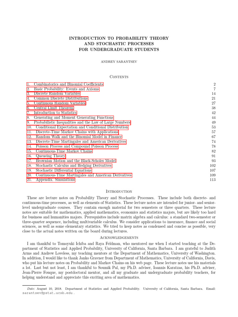 Probability Theory & Stochastic Processes | PDF | Stochastic Process ...