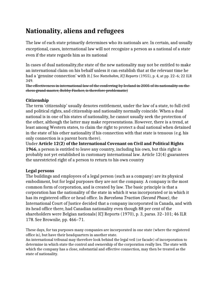 Understanding Nationality and State Responsibility | PDF | Eminent ...