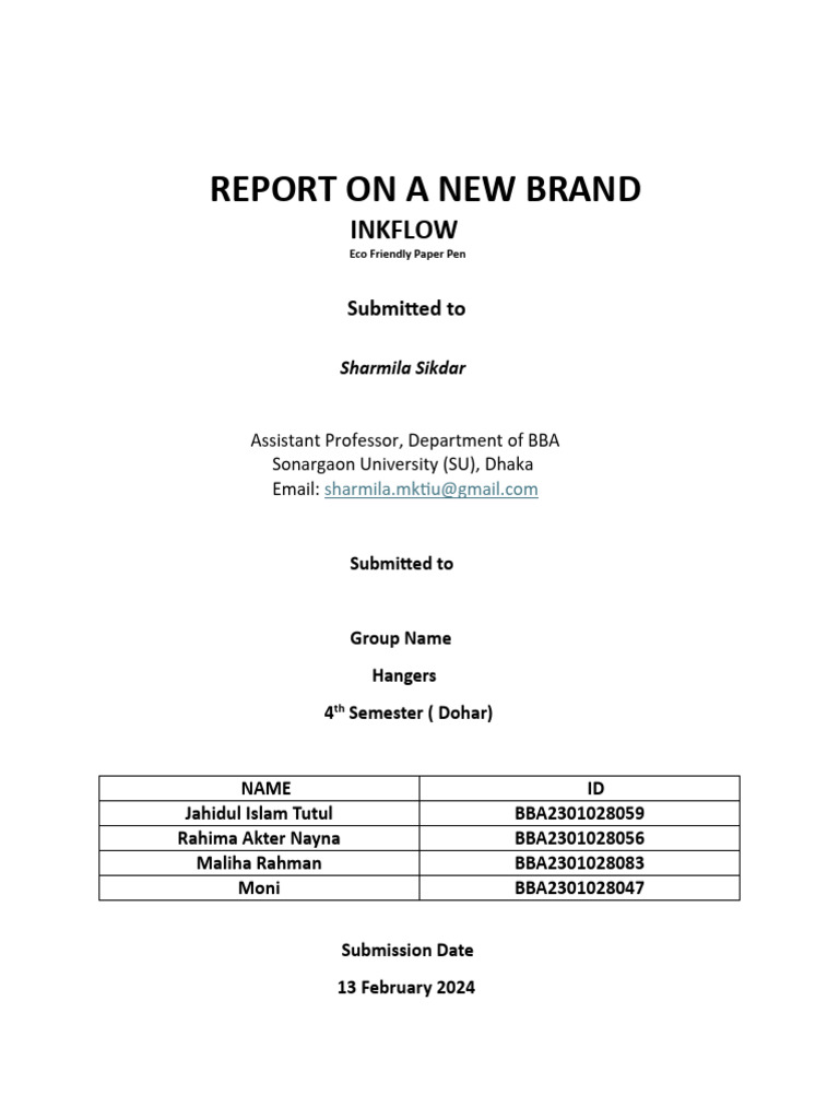 Eco-Friendly Paper Pen Brand Report | PDF | Sustainability | Recycling