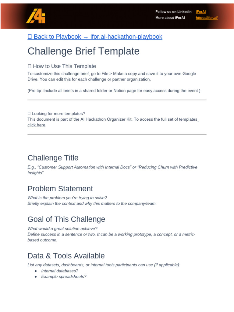 AI Hackathon Challenge Brief Template | PDF