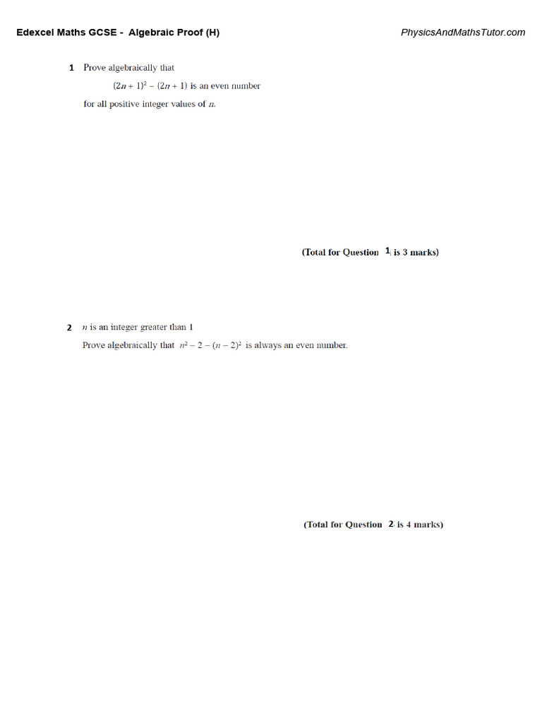 Edexcel Maths GCSE Algebraic Proof Guide | PDF