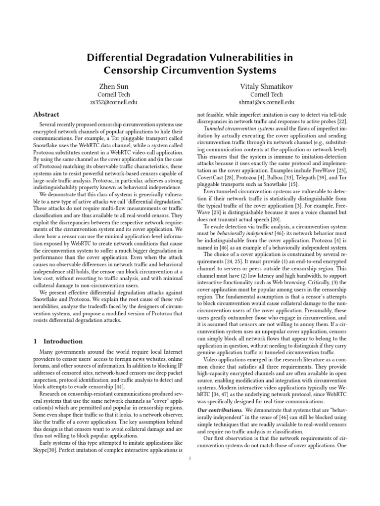 Differential Degradation Vulnerabilities in Censor | PDF | Computer Network | Proxy Server
