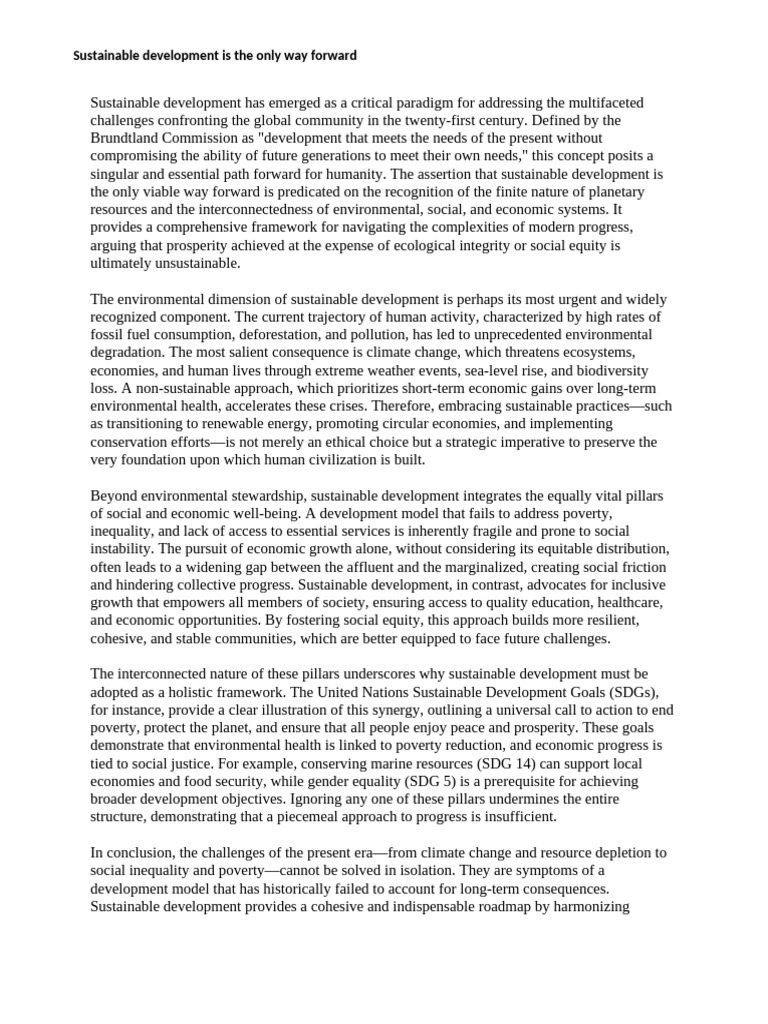 Sustainable Development: A Path Forward | PDF | Sustainability ...