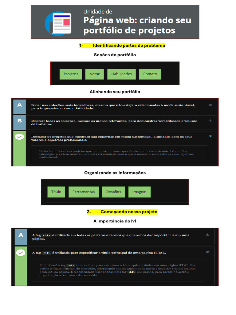 Página Web Criando Seu Portfólio de Projetos | PDF