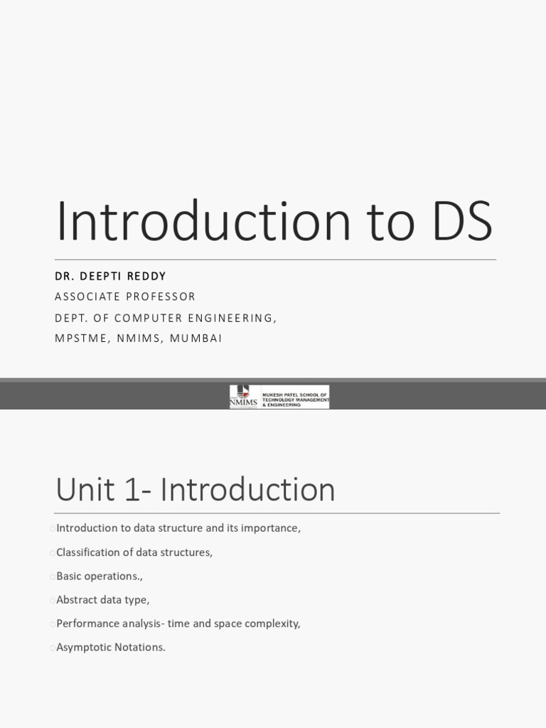 DS-Unit 1- Introduction to DS | PDF | Queue (Abstract Data Type) | Data Type