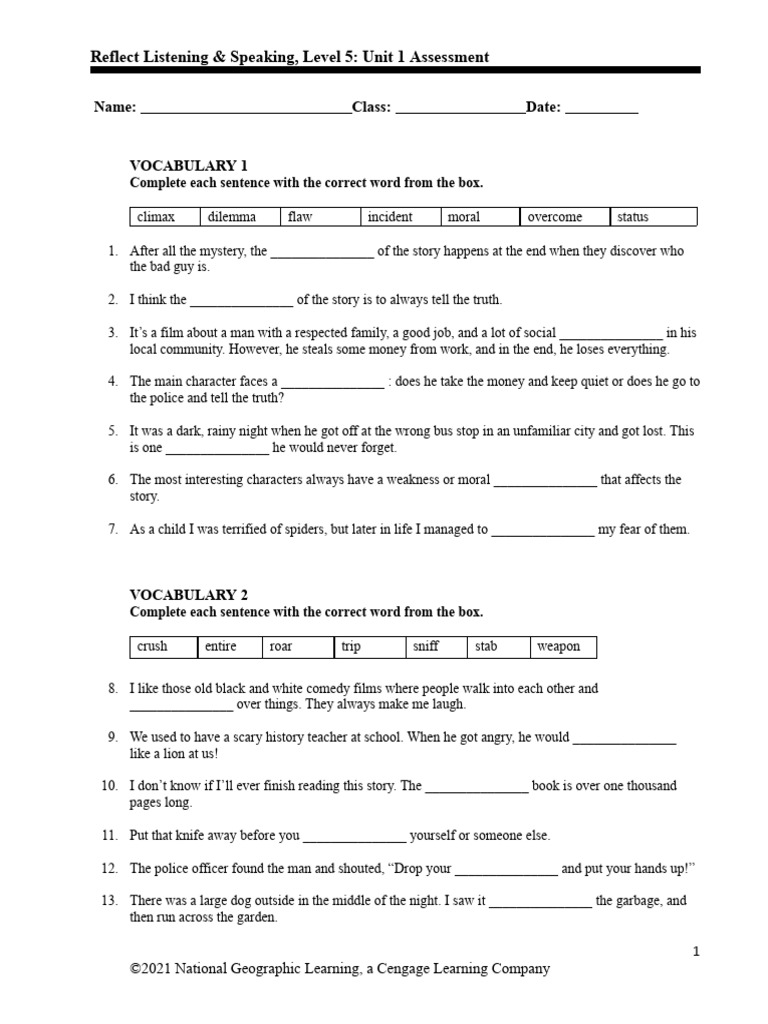 Level 5 Listening & Speaking Assessment | PDF