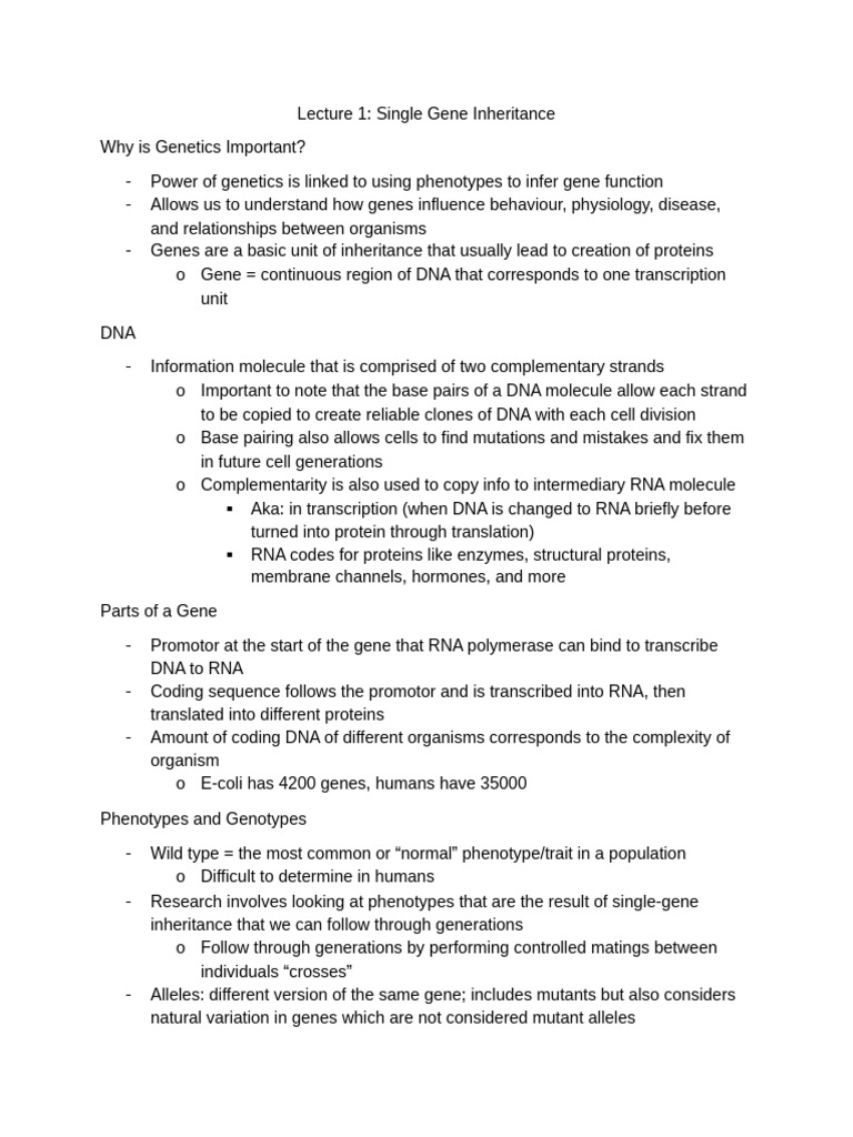 L1 - Single Gene Inheritance | PDF | Dominance (Genetics) | Zygosity