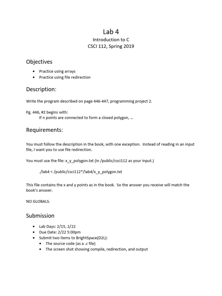 C Programming Lab 4: Polygon Arrays | PDF