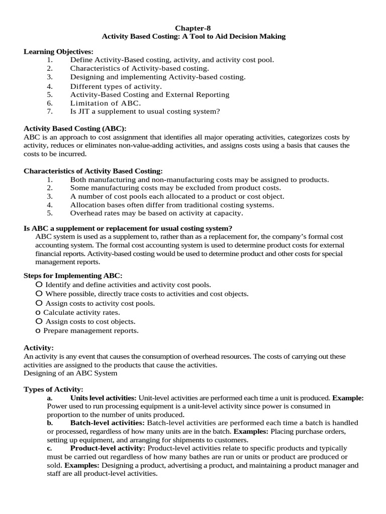 Activity-Based Costing Explained | PDF | Cost | Labour Economics