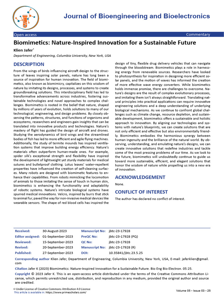 Biomimetics: Nature-Inspired Solutions | PDF | Nature
