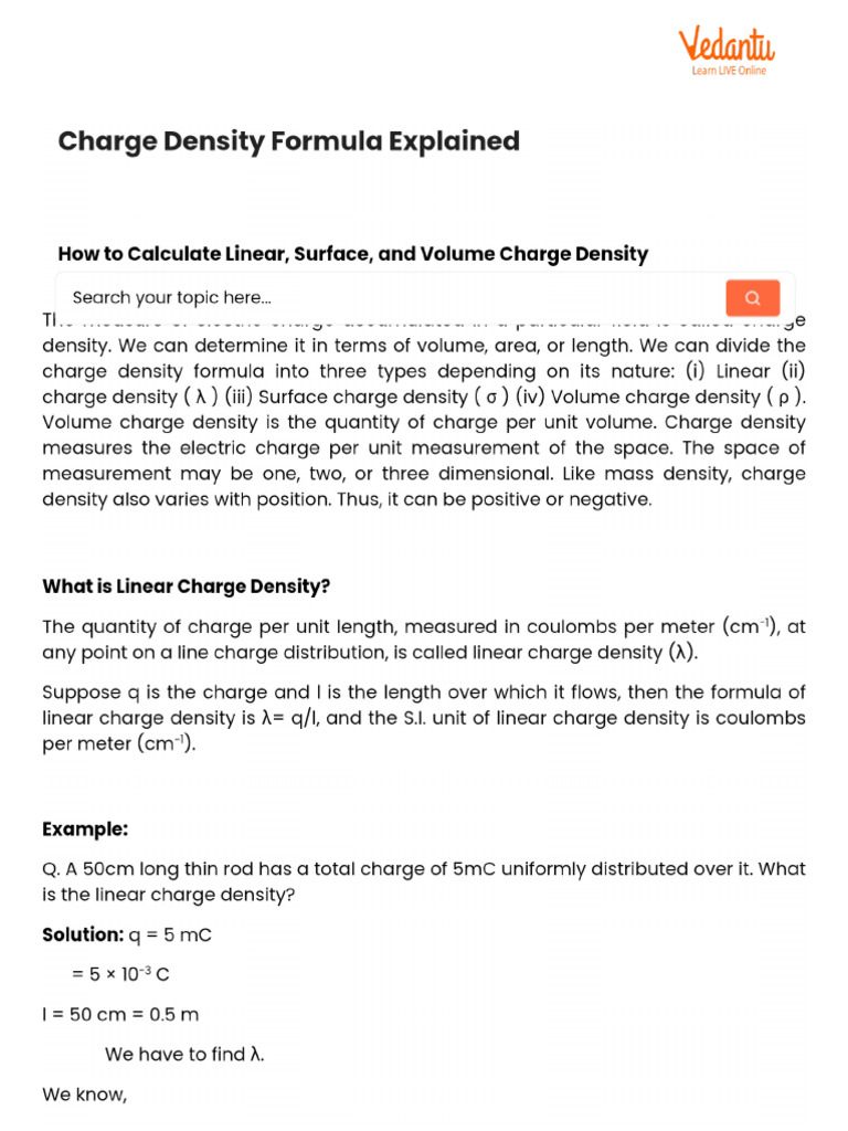Charge Density Formula Explained | PDF