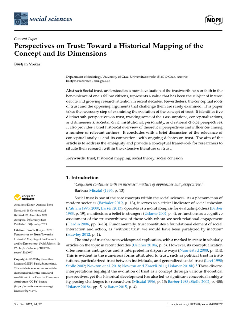 Vrečar - 2025 - Perspectives On Trust Toward A Historical Mapping | PDF ...