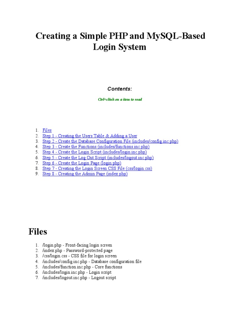 Creating A Simple PHP and MySQL-Based Login System | PDF | Html ...