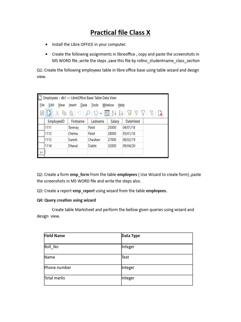 LibreOffice Assignments for Class X | PDF
