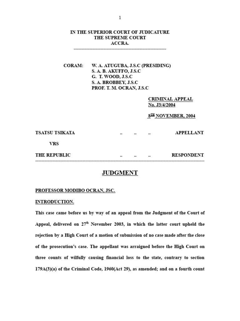 Tsatsu Tsikata vs. The Republic - Composite-1 | PDF | Burden Of Proof ...