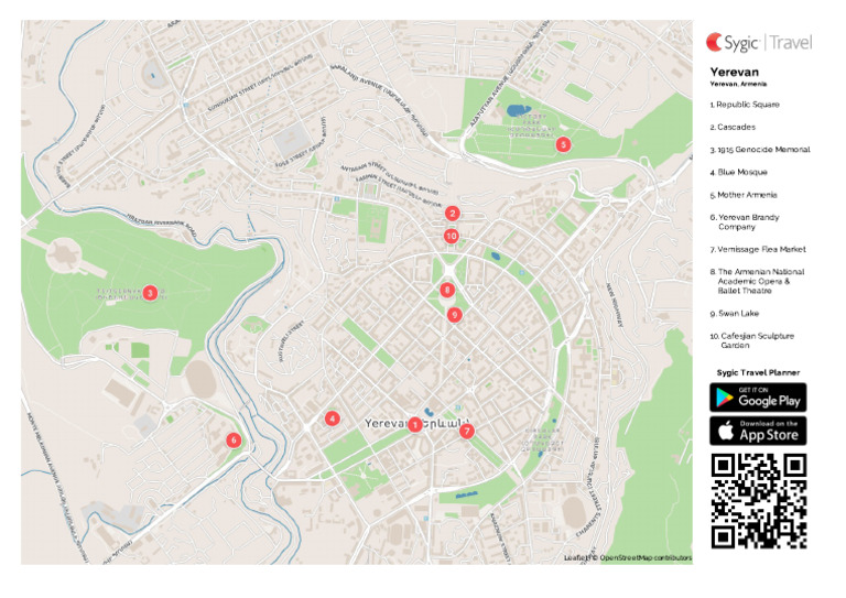 Yerevan Printable Tourist Map 87541 | PDF