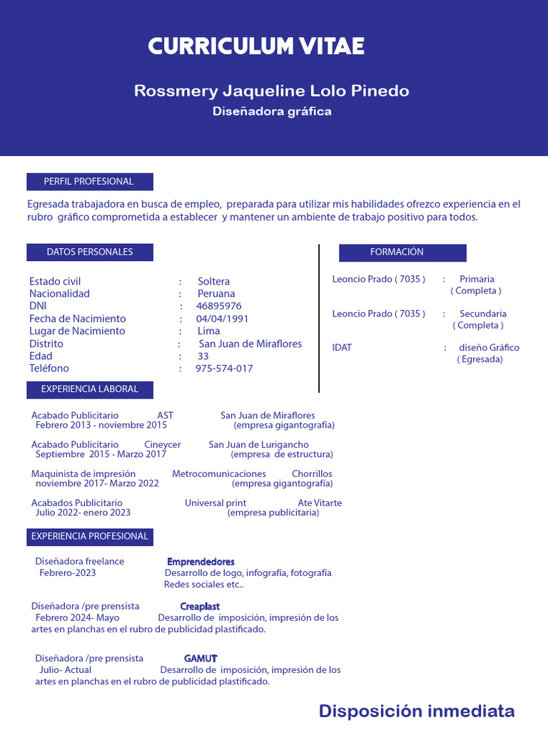 CV Ross Mery Lolo | PDF | Diseño | Diseño de comunicacion