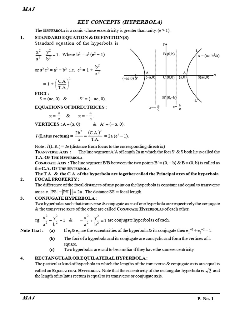 Equilateral Hyperbola Properties Explained | PDF | Ellipse ...