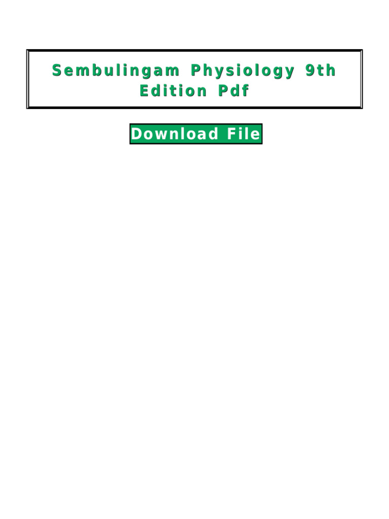 Sembulingam Physiology 9th Edition PDF | PDF