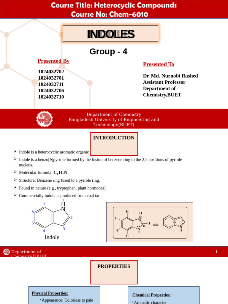 Indole: Synthesis and Reactions Overview | PDF | Chemical Reactions ...