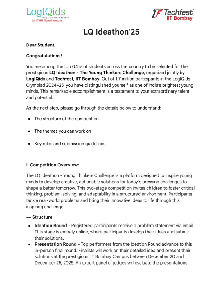 LQ Ideathon 2025: Competition Overview | PDF
