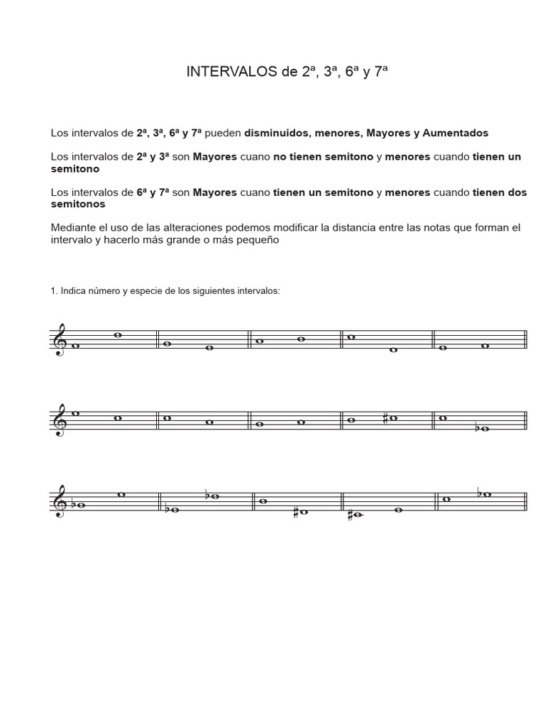 EEEE - Intervalos de 2, 3, 6 y 7 (Teoría y Ficha) | PDF