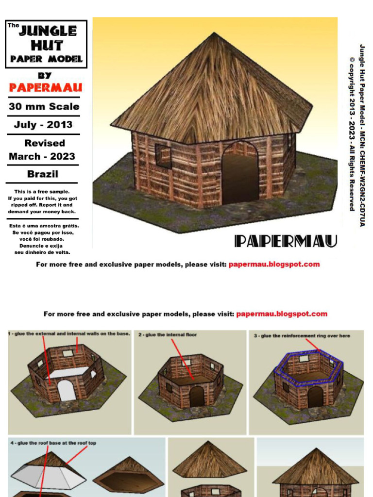 Jungle Hut Paper Model by Papermau - 2013 - 2023 | PDF