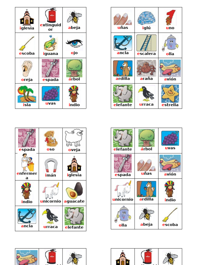 Español - Vocales - Loteria | PDF