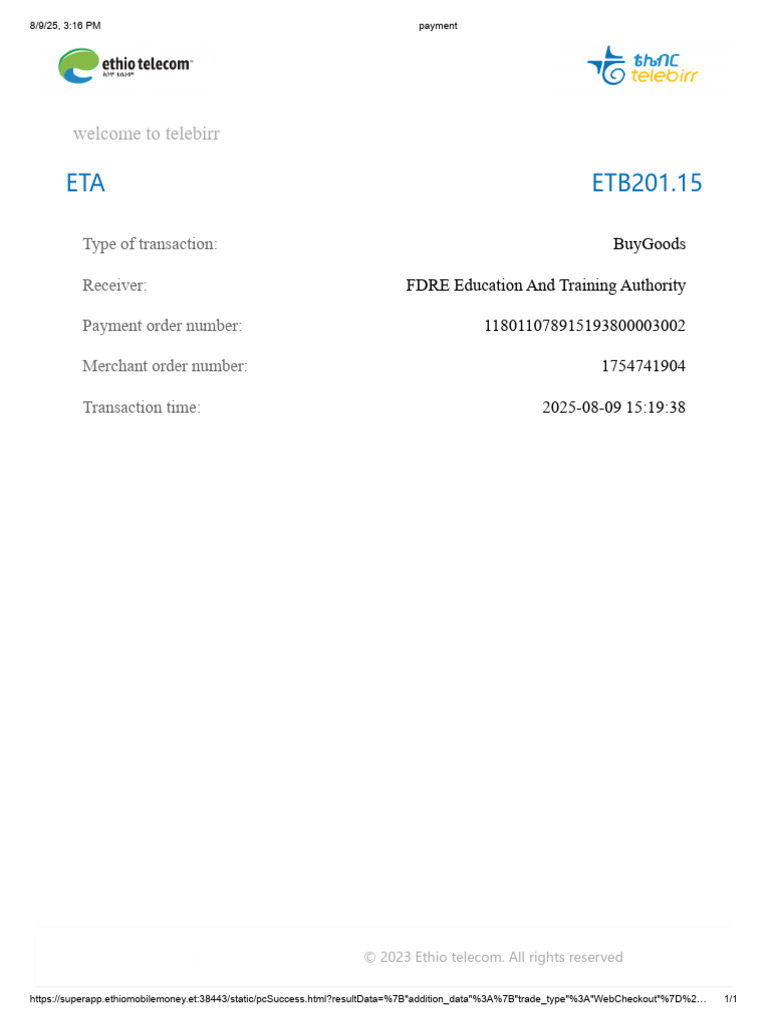 Payment Neta Abrha | PDF