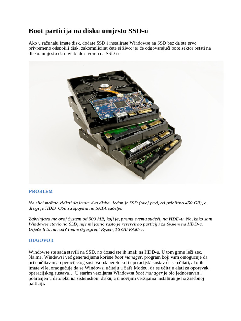 Boot Particija Na Disku Umjesto SSD | PDF
