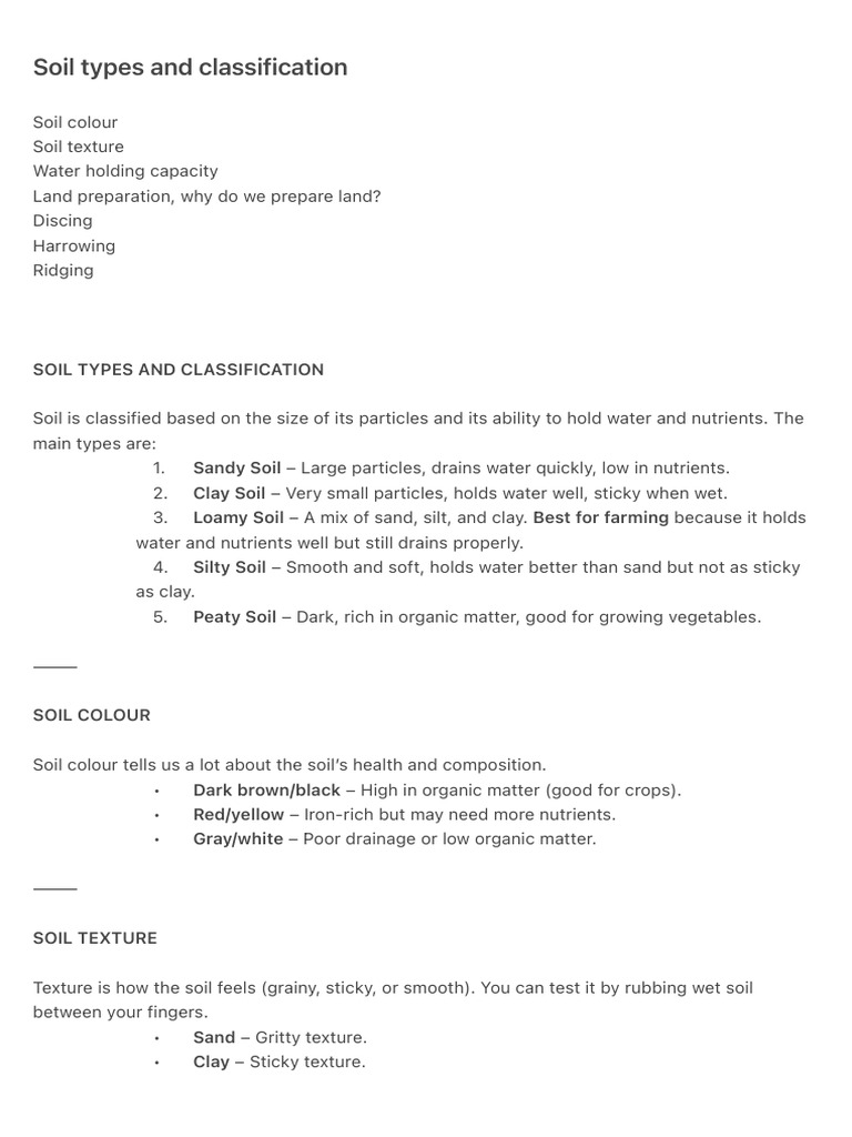 Soil Types and Classification | PDF | Soil | Loam