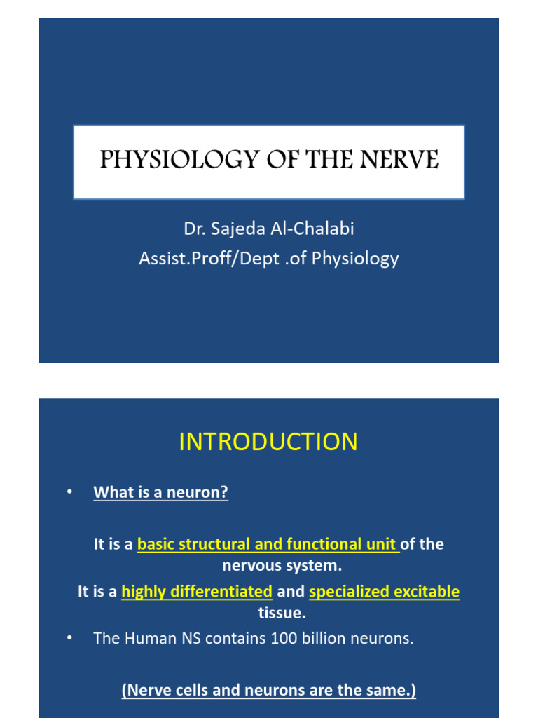 Physiology of Nerve المحاضرة الاولى | PDF